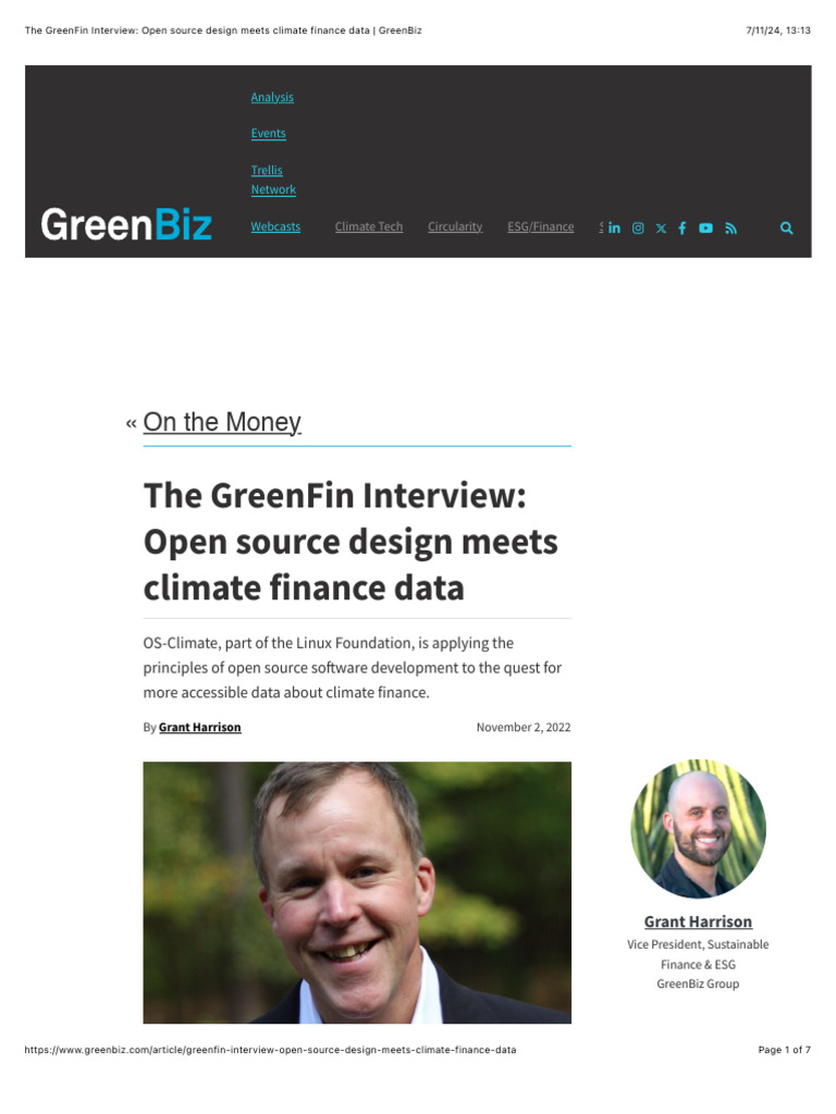 The GreenFin Interview: Open Source Design Meets Climate Finance Data - GreenBiz | PDF | United ...