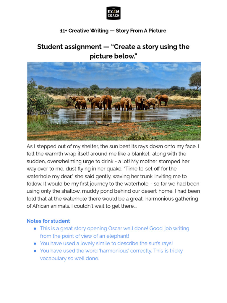 Creative Writing (Oscar) Create A Story Using The Picture Below ...