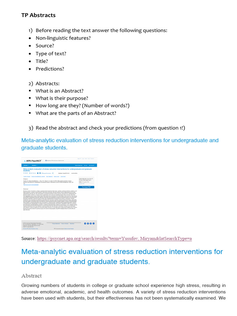 ABSTRACT Meta-analytic evaluation of stress reduction interventions ...