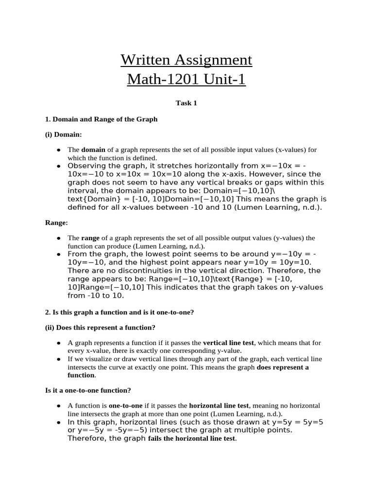 Written Assignment Math-1201 Unit-1 (2) | PDF | Mathematical Analysis ...