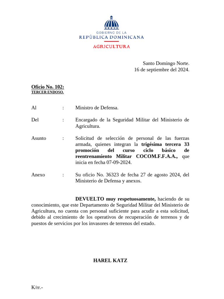 Oficio No - 102:: Tercer Endoso | PDF