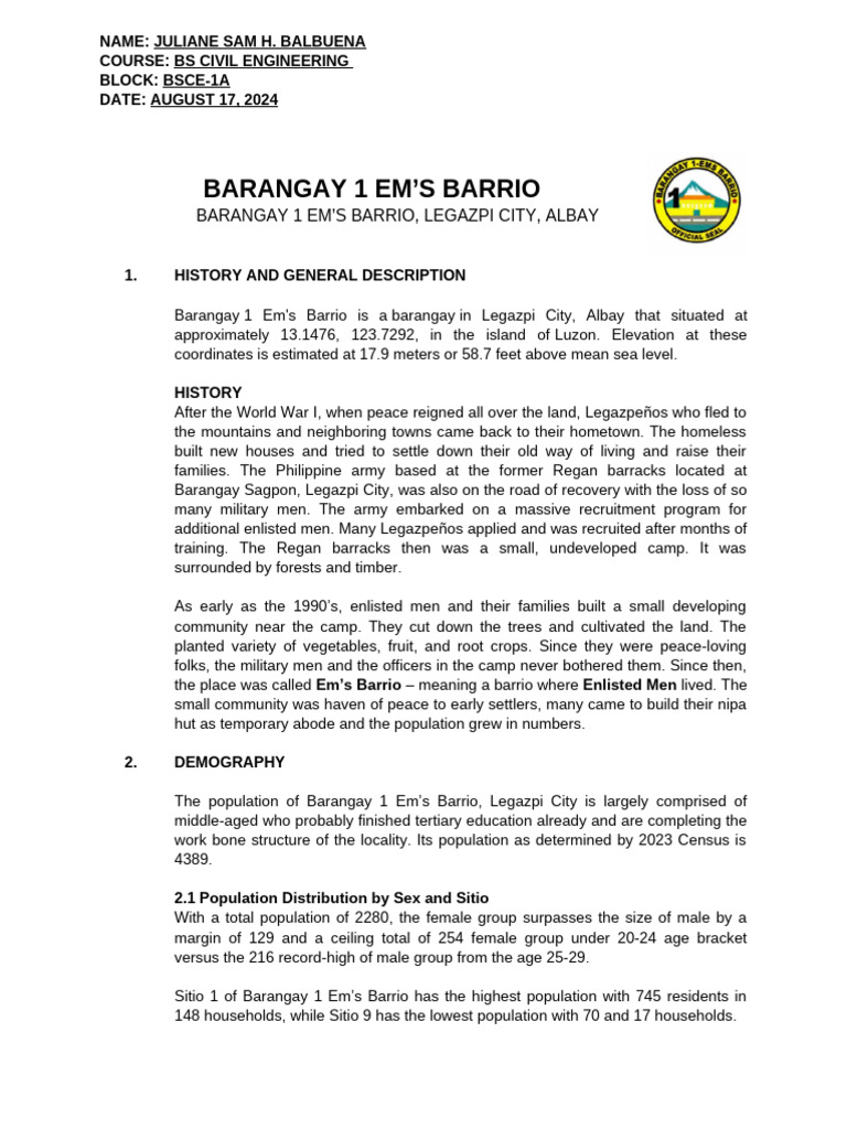 Em's Barrio Barangay Profiling | PDF