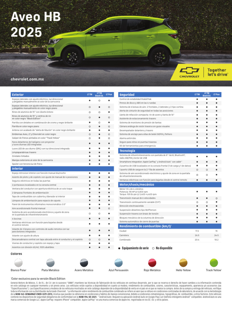 Ficha Tecnica Aveo HB 2025 BE v2 | PDF | Android (sistema operativo) | Apple Inc.