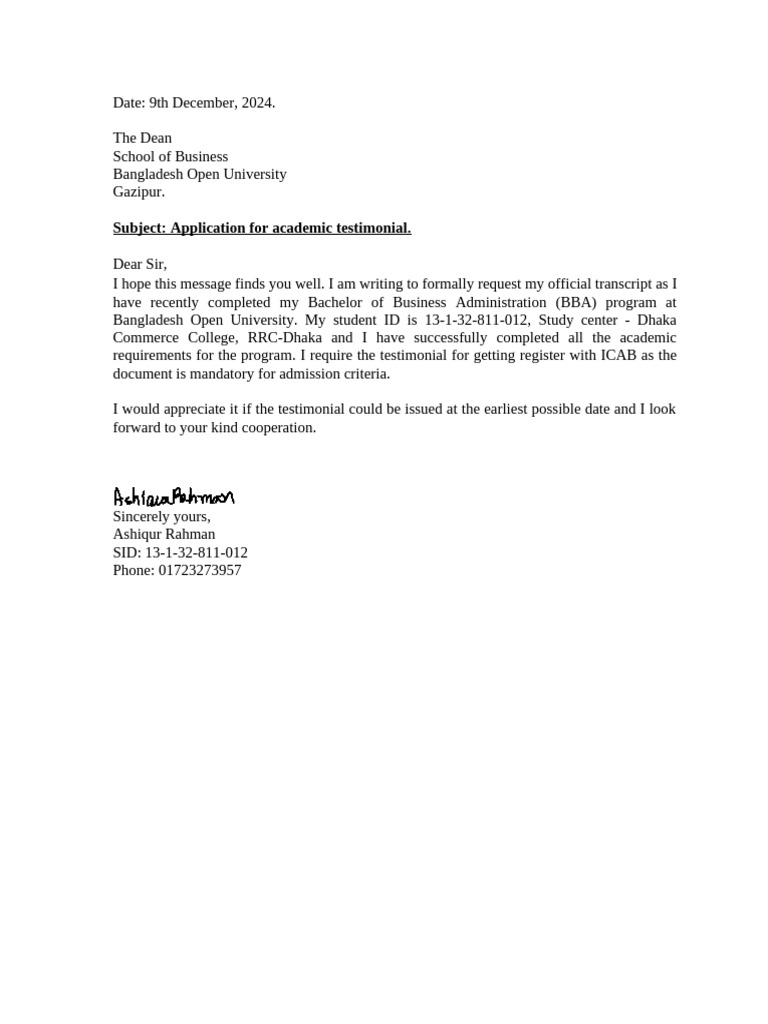 Application Testimonial | PDF