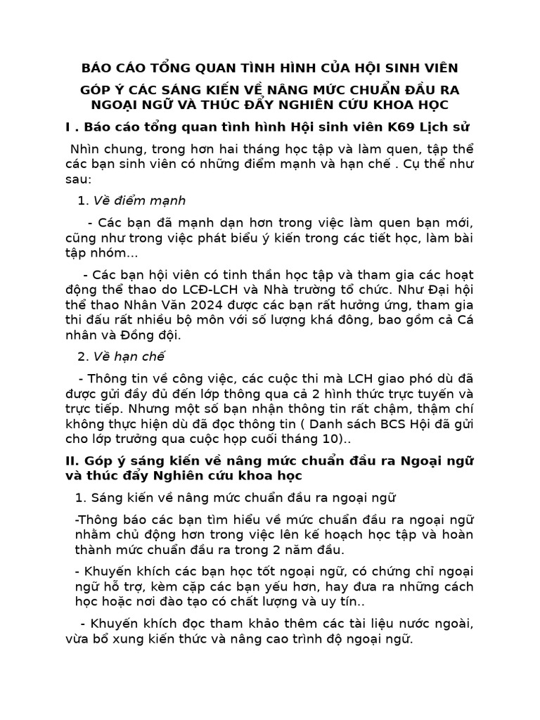 Báo Cáo T NG Quan Tình Hình C A H I Sinh Viên | PDF