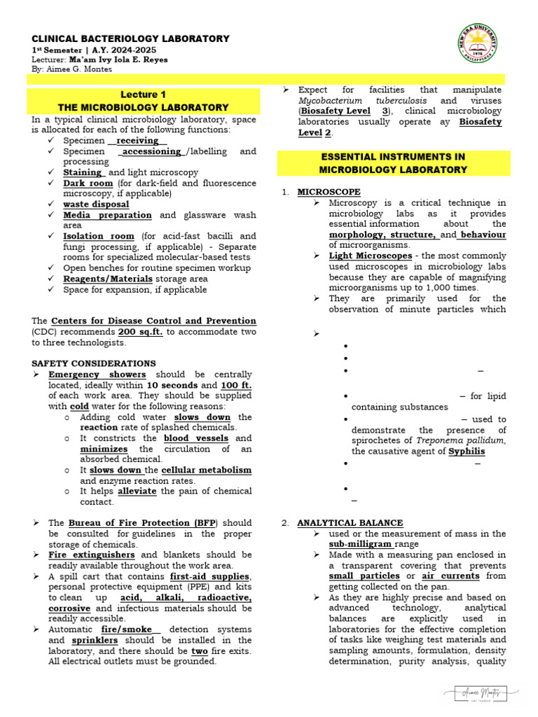 Bacte LAB - Midterms - Lesson 1-6 | PDF | Sterilization (Microbiology) | Cytopathology