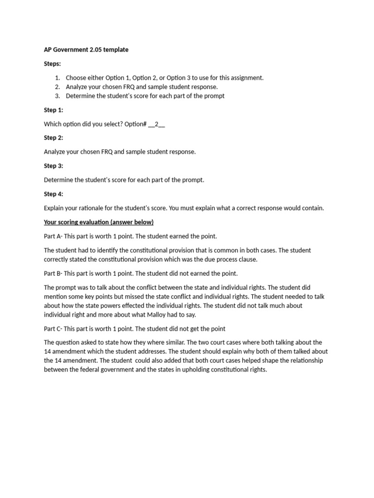 AP Government FRQ Scoring Guide | PDF