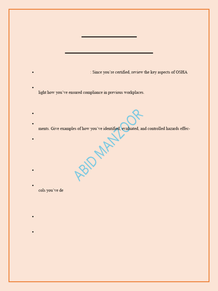 Safety Officer Interview Guide | PDF | Occupational Safety And Health ...