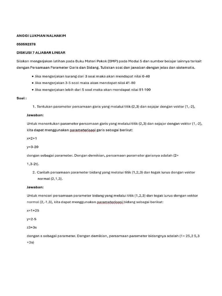 Diskusi 7 Aljabar Linear Elementer Anggi | PDF