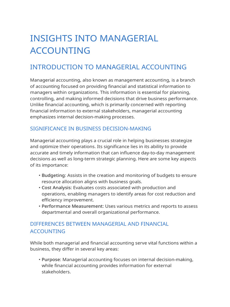 Managerial Accounting Insights Explained | PDF | Performance Indicator ...