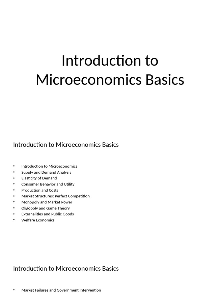 Introduction to Microeconomics Basics | PDF | Demand | Elasticity ...