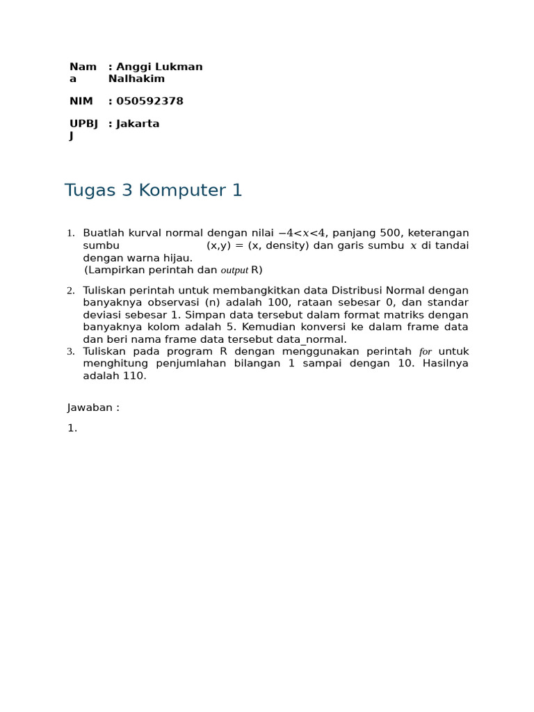 Tugas 3 Komputer 1 Anggi | PDF