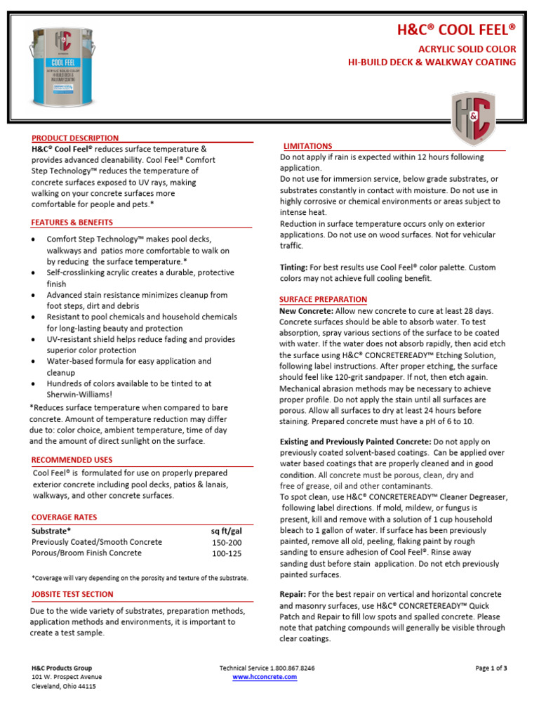 Patio Coating - HC Cool Feel | PDF | Concrete | Paint