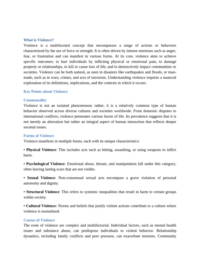 Full Handout of Violence | PDF | Violence | Domestic Violence