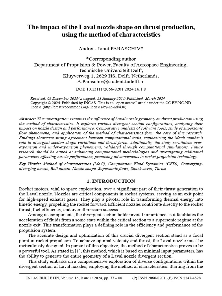 The Impact of The Laval Nozzle Shape On Thrust Production Using The ...