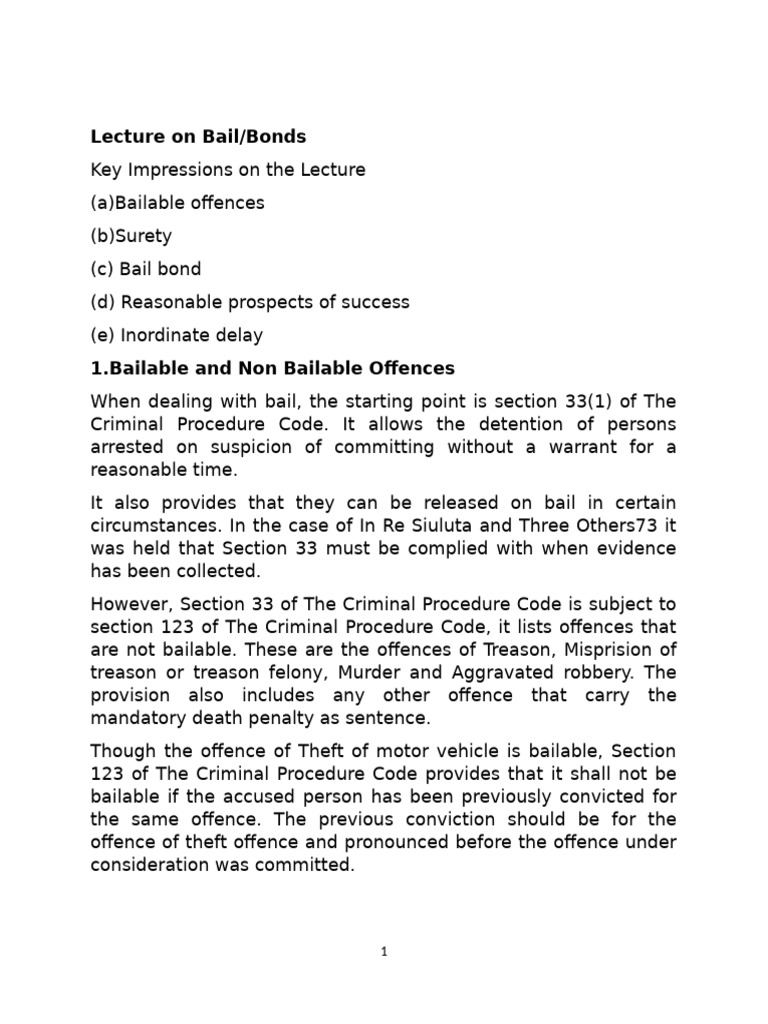 Lecture on Bail | PDF | Bail | Criminal Procedure In South Africa