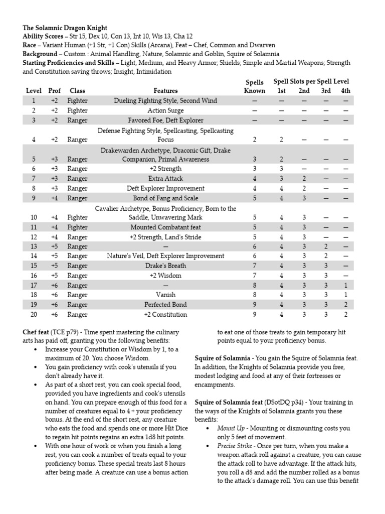 The Solamnic Dragon Knight Class Build | PDF