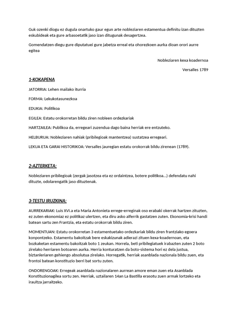 Noblezia - Kexa Koadernoa | PDF