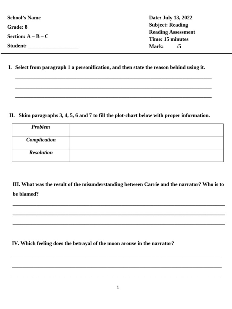 Reading Assessment | PDF