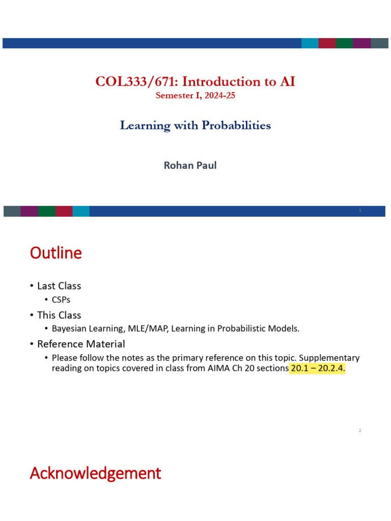 L09 Learning I Bayesian Learning | PDF | Cluster Analysis | Bayesian Inference
