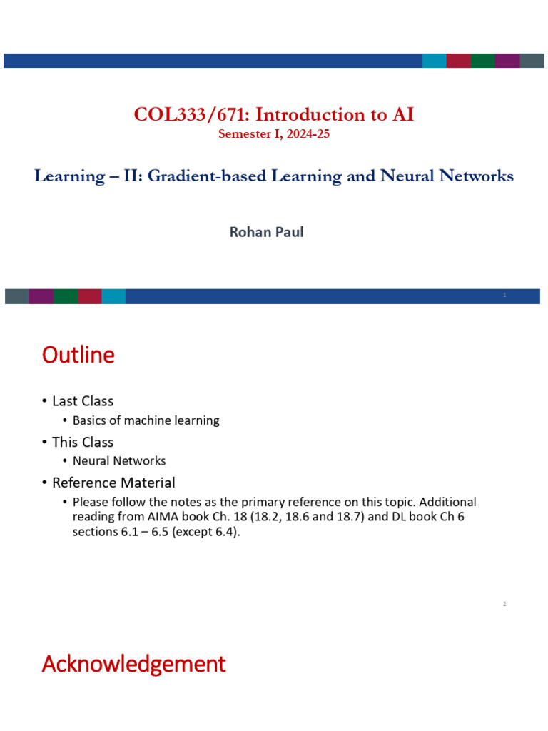 L10 Learning II Gradient Based Learning | PDF | Artificial Neural Network | Applied Mathematics