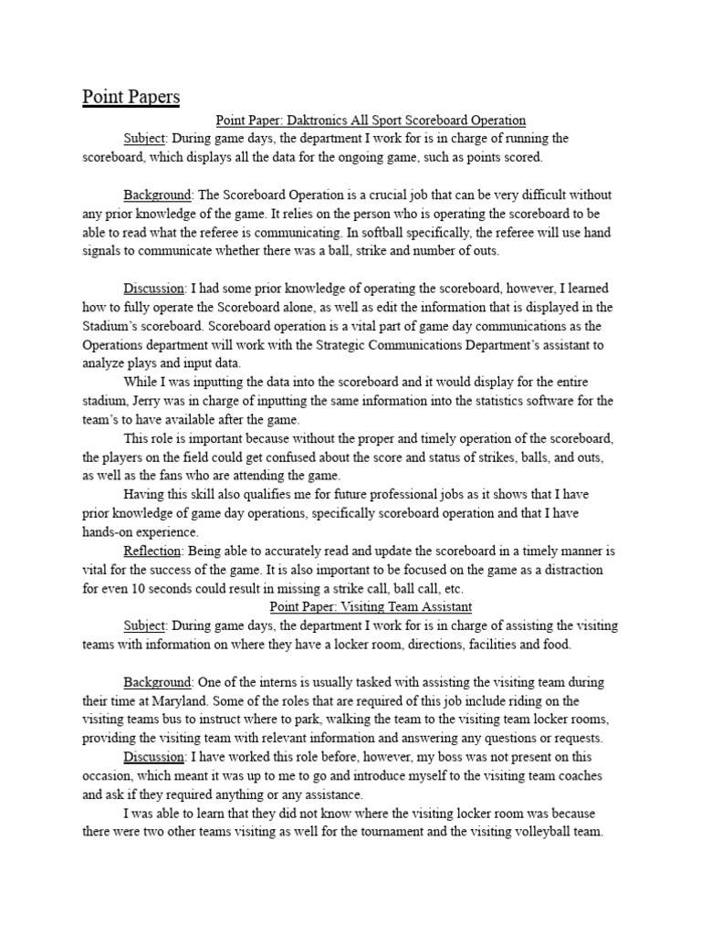 Point Papers | PDF | Information