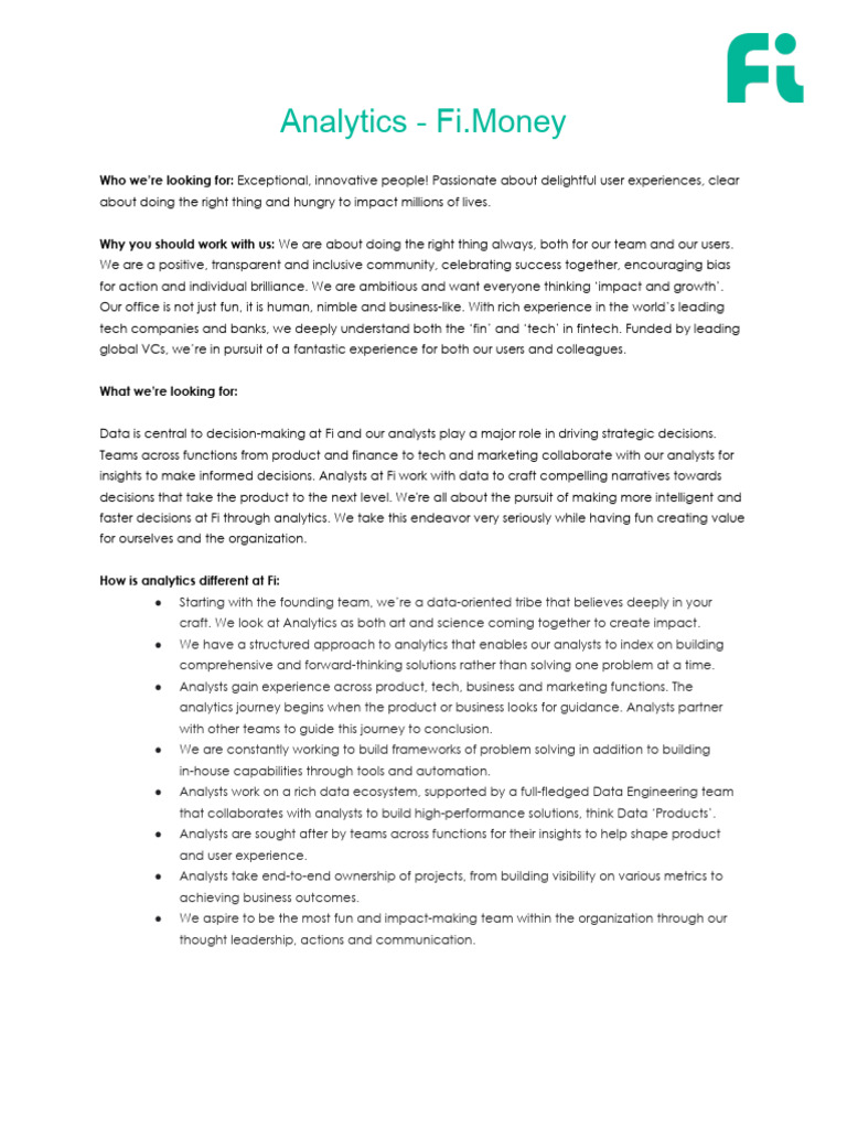 Analytics JD | PDF | Analytics | Analysis