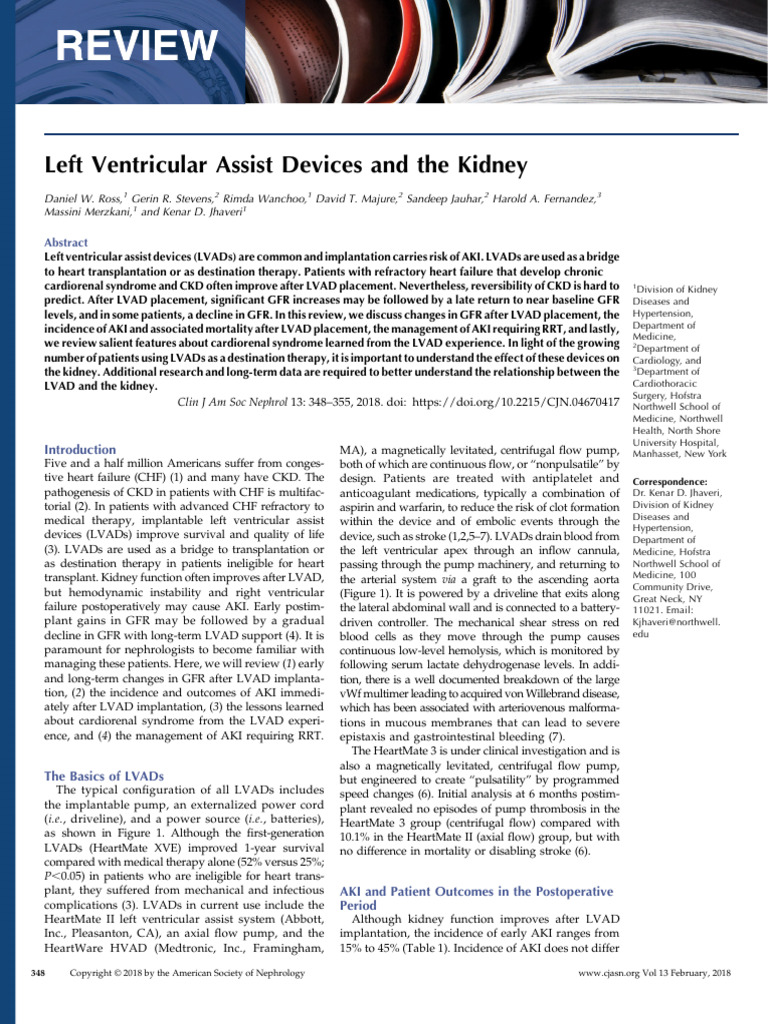 Left Ventricular Assist Devices and The Kidney.28 | PDF | Heart Failure ...