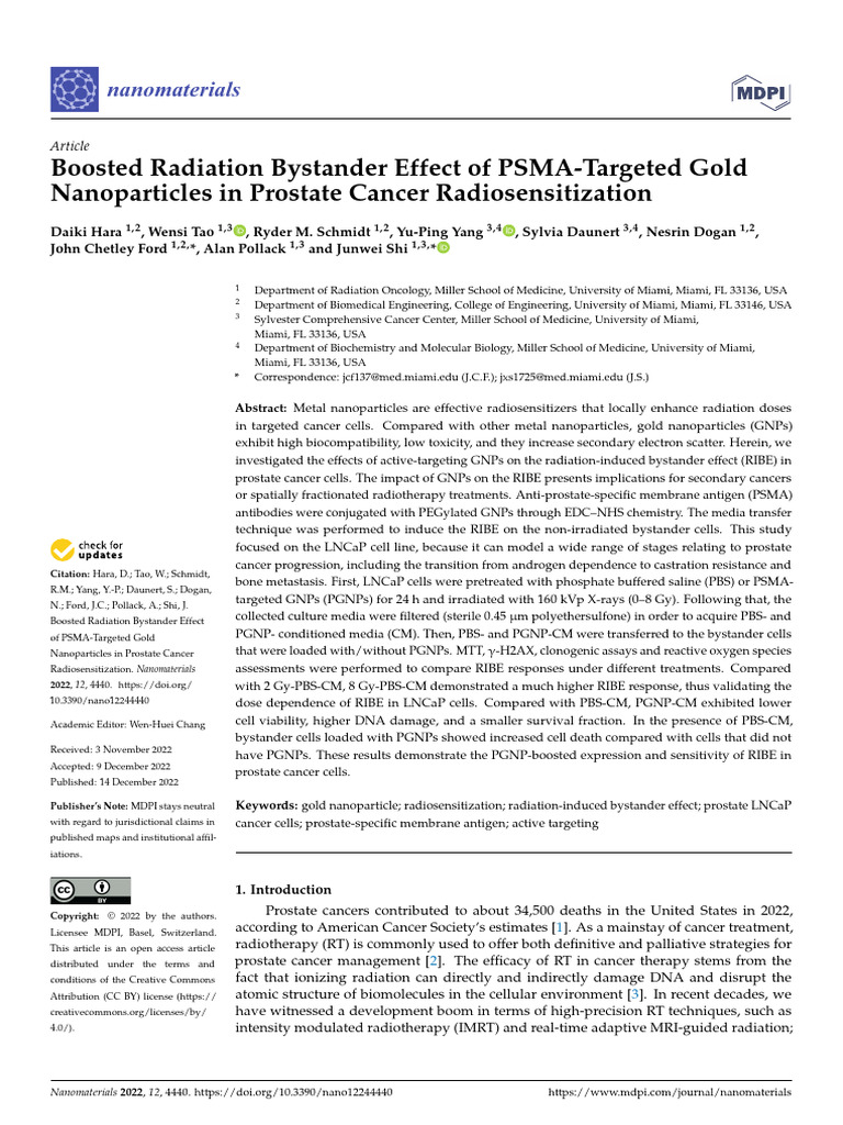 1.2022.boosted Radiation Bystander Effect of PSMA-Targeted Gold | PDF ...