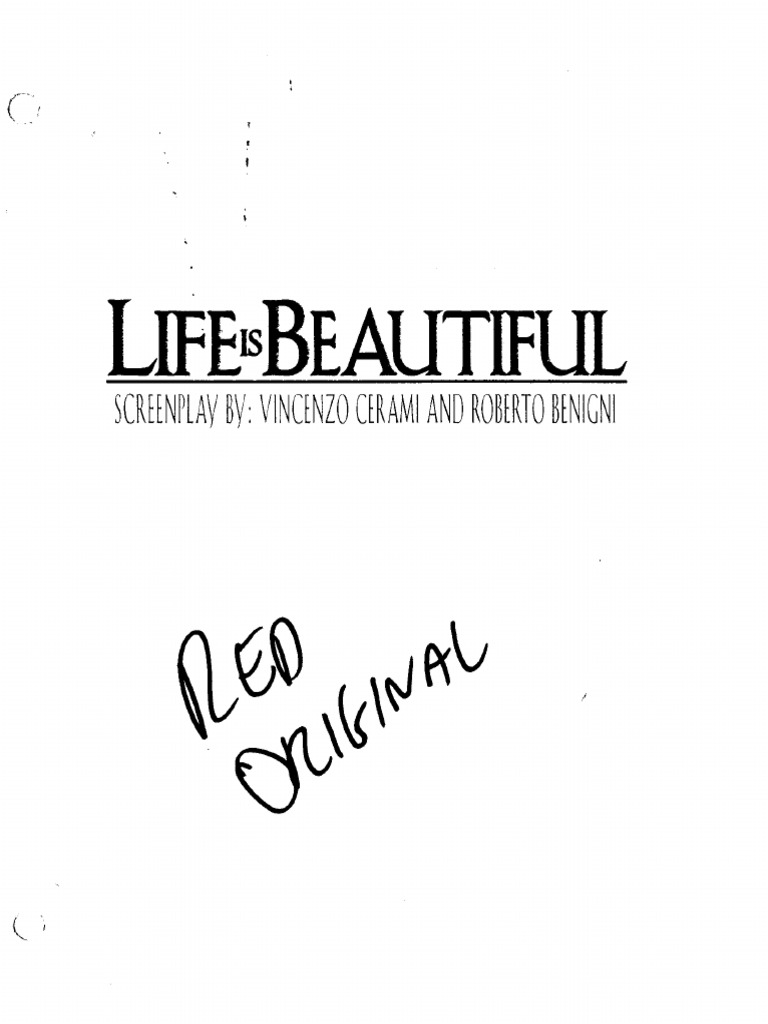 Life Is Beautiful (1997) Aka - La Vita e Bella Vincenzo Cerami ...
