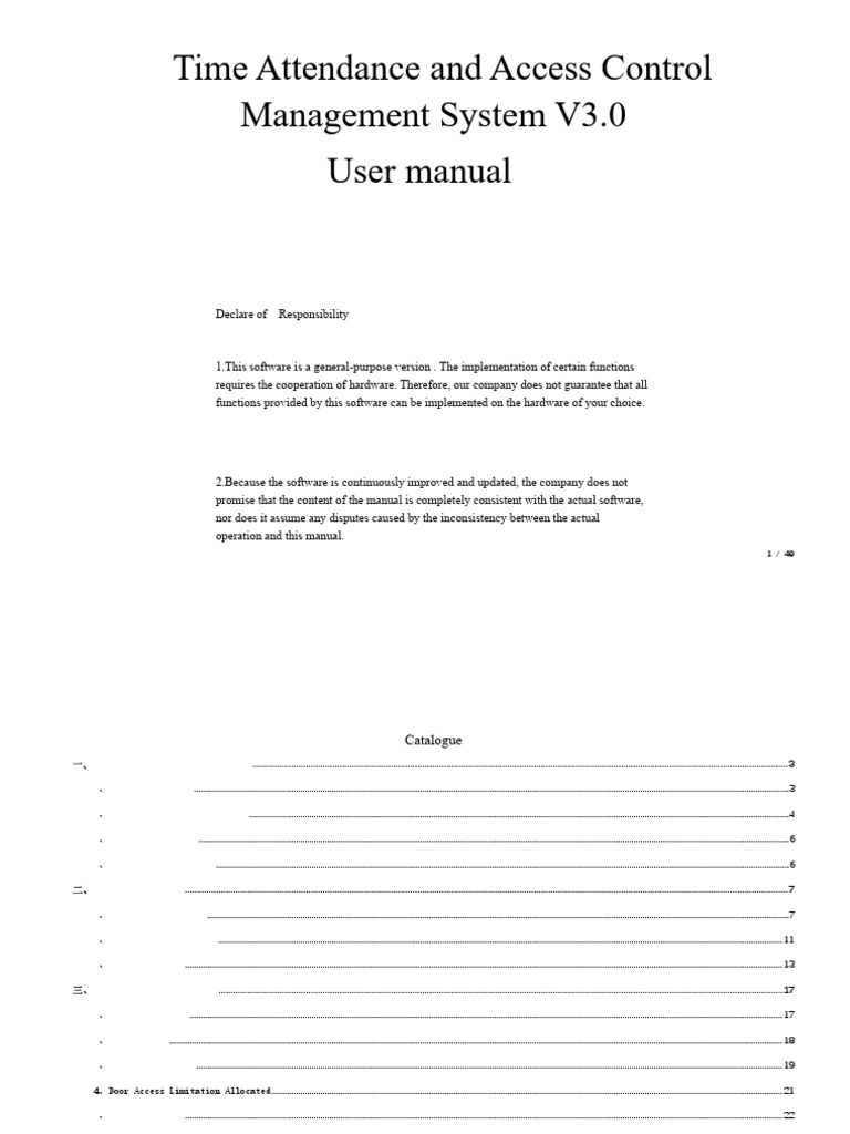 Time Attendance and Access Control Management System User Manual | PDF | Databases | Microsoft ...