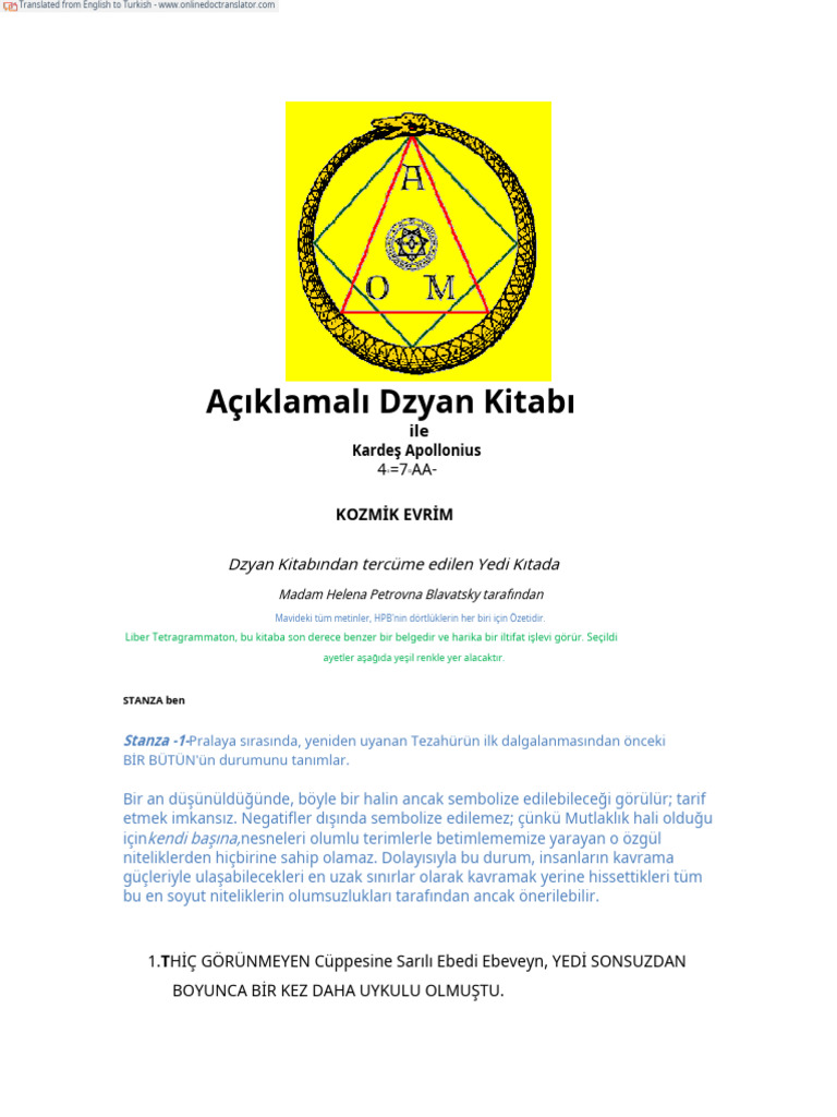 Açıklamalı Dzyan Kitabı | PDF
