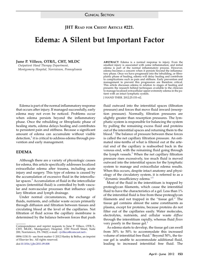 Managing Edema in Hand Therapy | PDF | Edema | Lymph