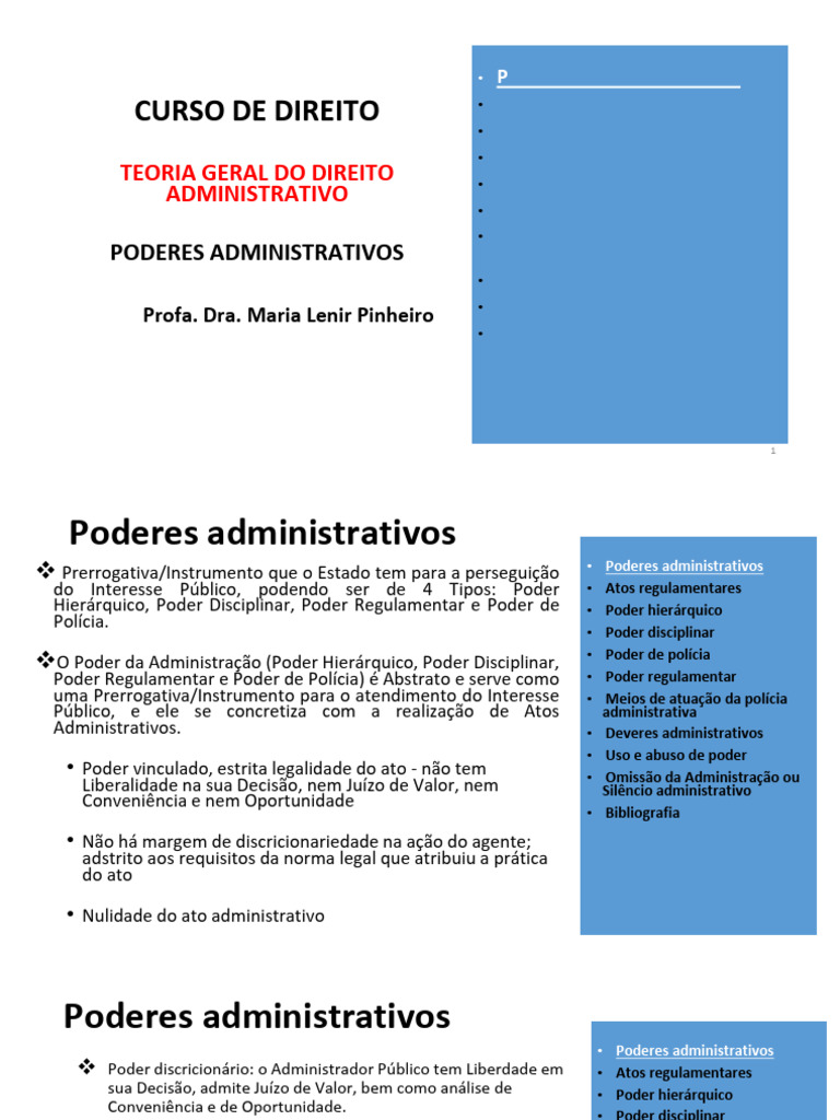 DIR ADM - Poderes Administrativosfametro 2024.1 | PDF | Poder Policial (Lei Constitucional dos ...