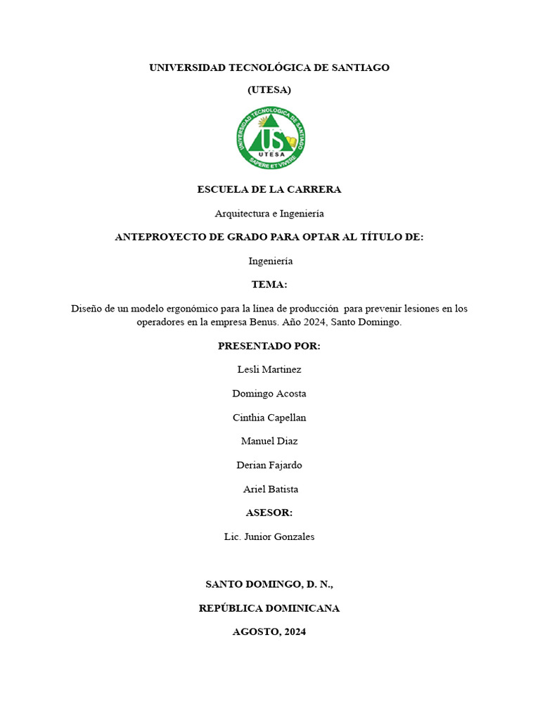 Anteproyecto | PDF | Factores humanos y ergonomía | Business