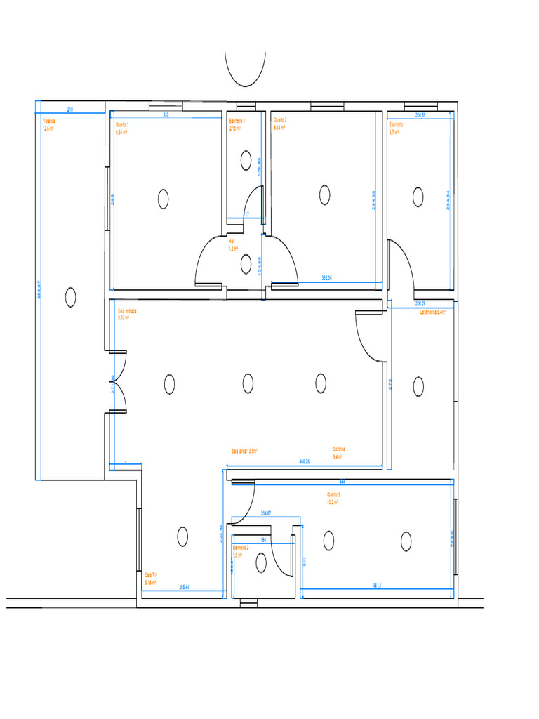 Projeto casa-Modelo area dimens | PDF