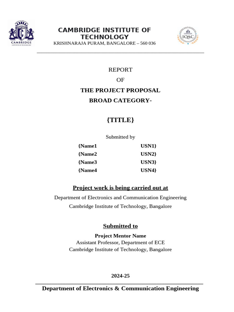 KSCST Project Sumbission 1st Report Format | PDF