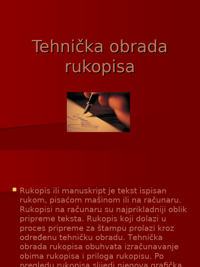 Tehnička Obrada Rukopisa | PDF