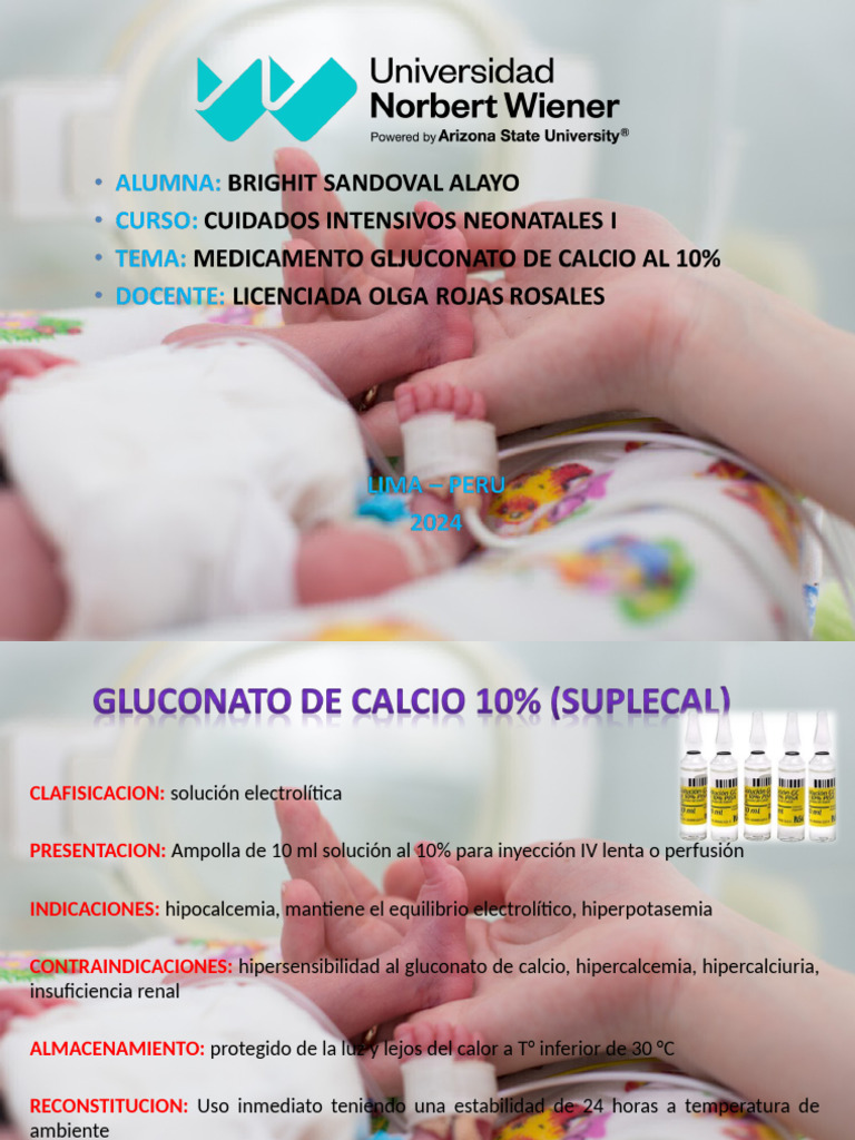Presentación1 GLUCONATO DE CALCIO AL 10% | PDF