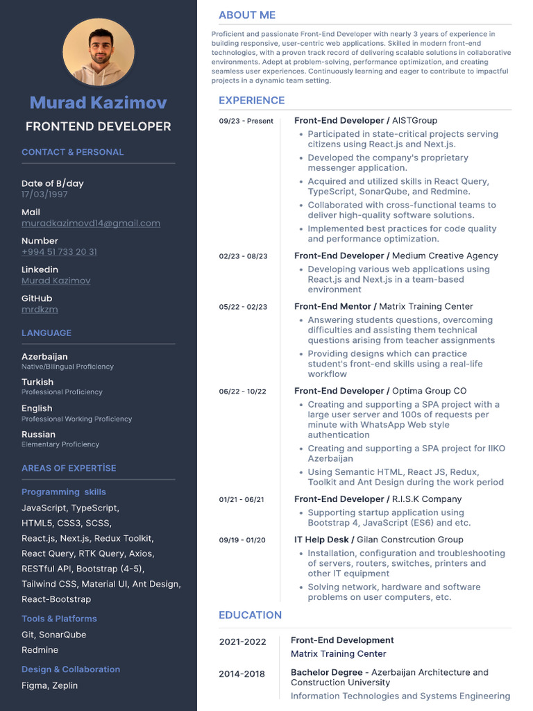 Murad Kazimov - Resume | PDF | Software | Systems Architecture