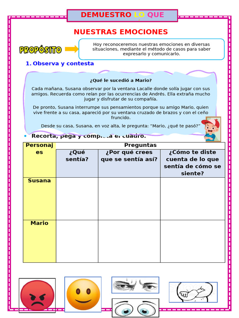 Ficha PS Nuestras Emociones | PDF | Las emociones | Sicología