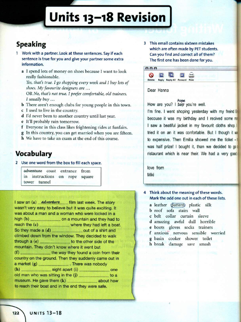 OBJECTIVE PET STUDENT BOOK_Unit 18-13 | PDF