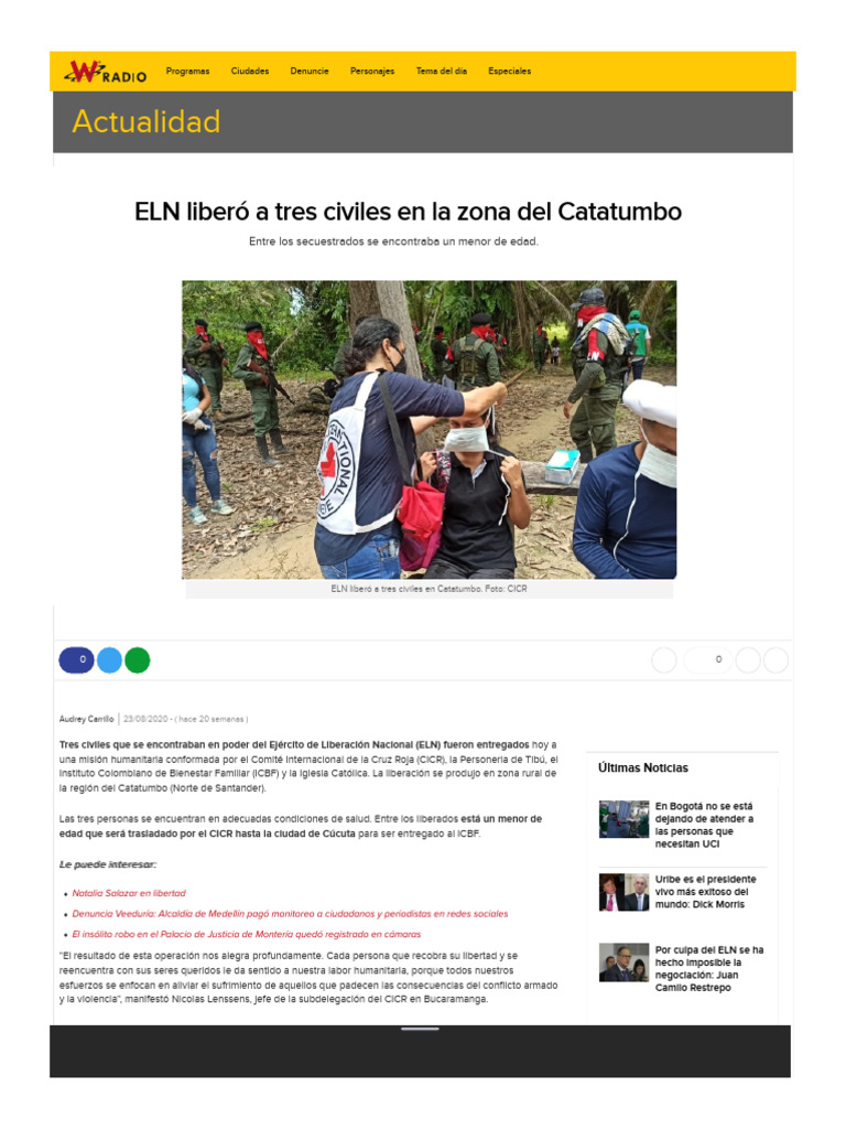 ELN libera a tres civiles en Catatumbo | PDF