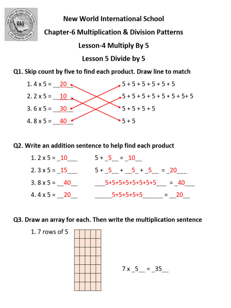 AK Worksheet Multiply and Divide by 5 | PDF