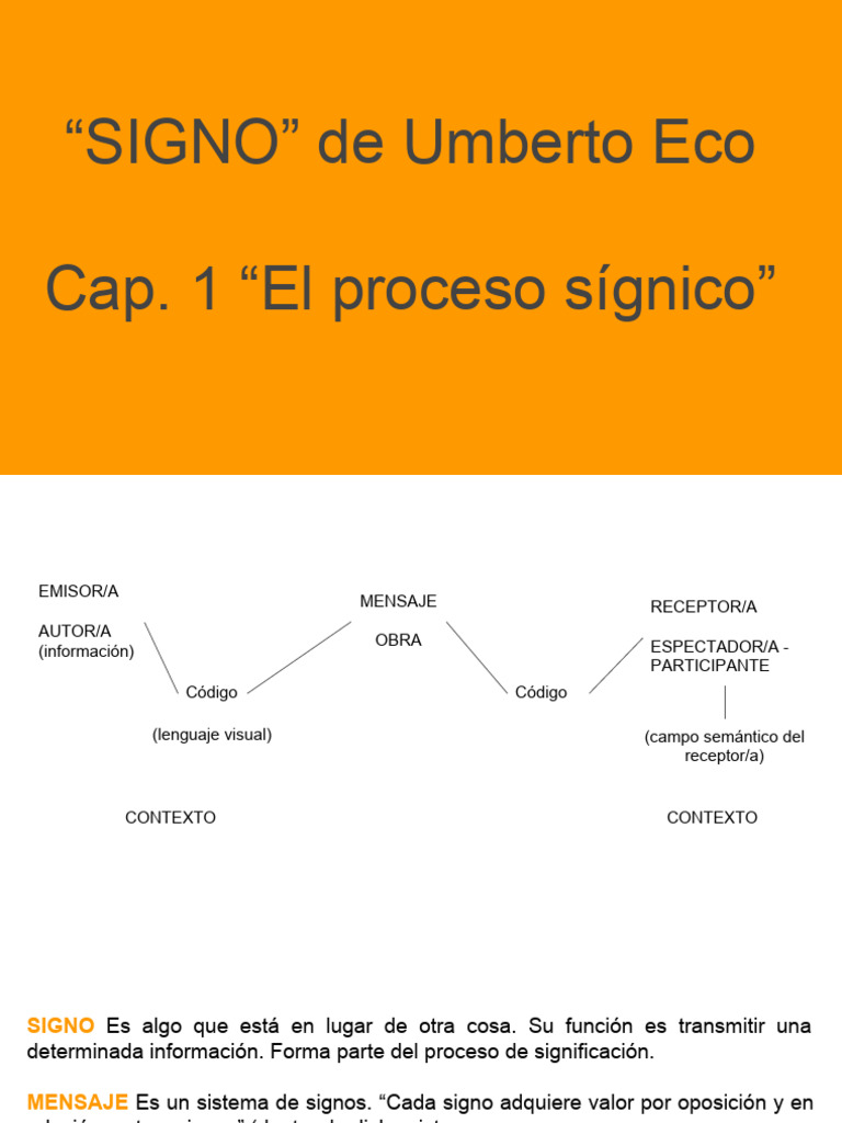 Signo Umberto Eco-Cap 1 El Proceso Signico | PDF | Lingüística ...