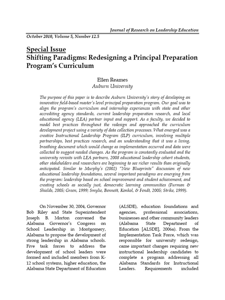 Shifting Paradigms Redesigning a Principal Preparation Program's ... Shifting Paradigms Redesigning a Principal Preparation Program's ...