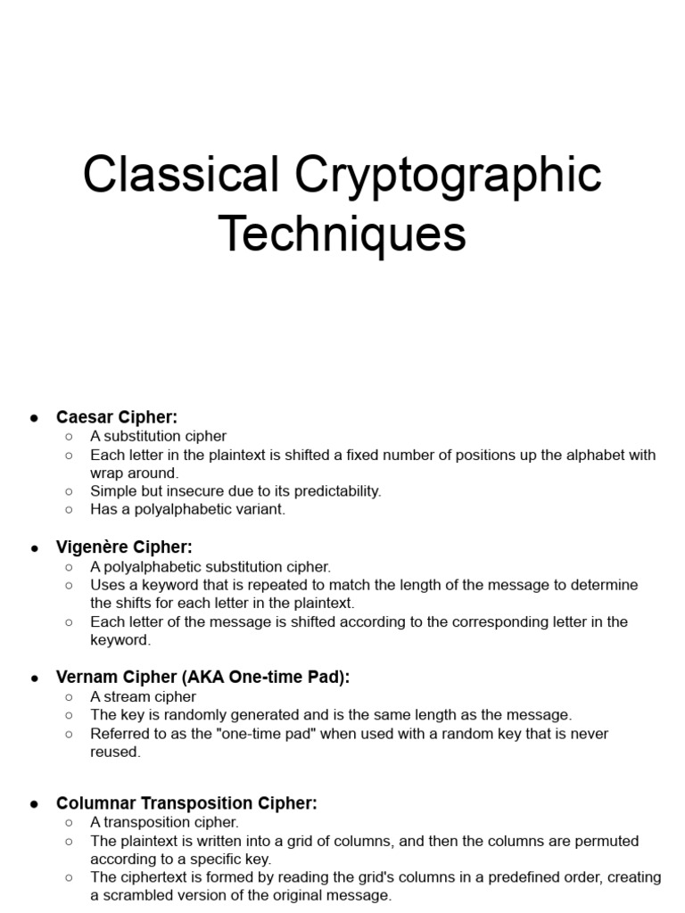 Classical Cryptographic Techniques Guide | PDF | Military ...