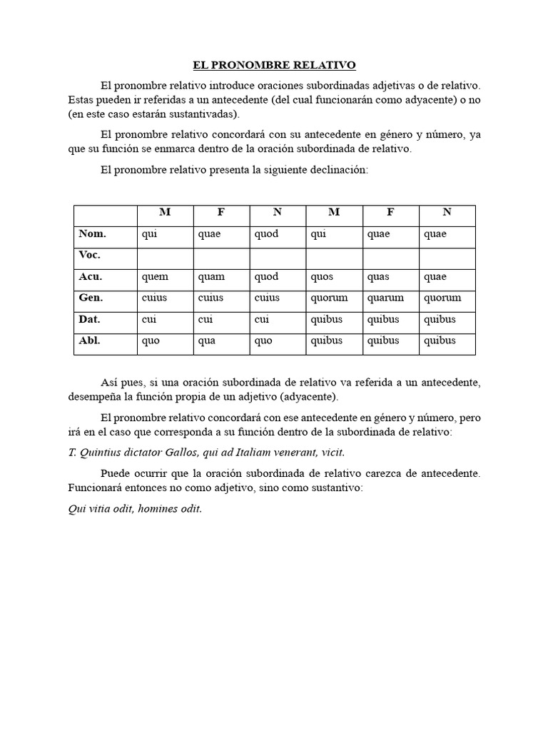 El Pronombre Relativo | PDF