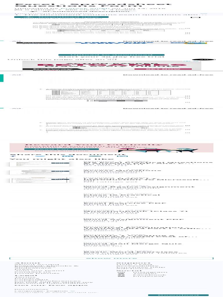 Excel - Spreadsheet Questions Form PDF | PDF | Spreadsheet | Scribd