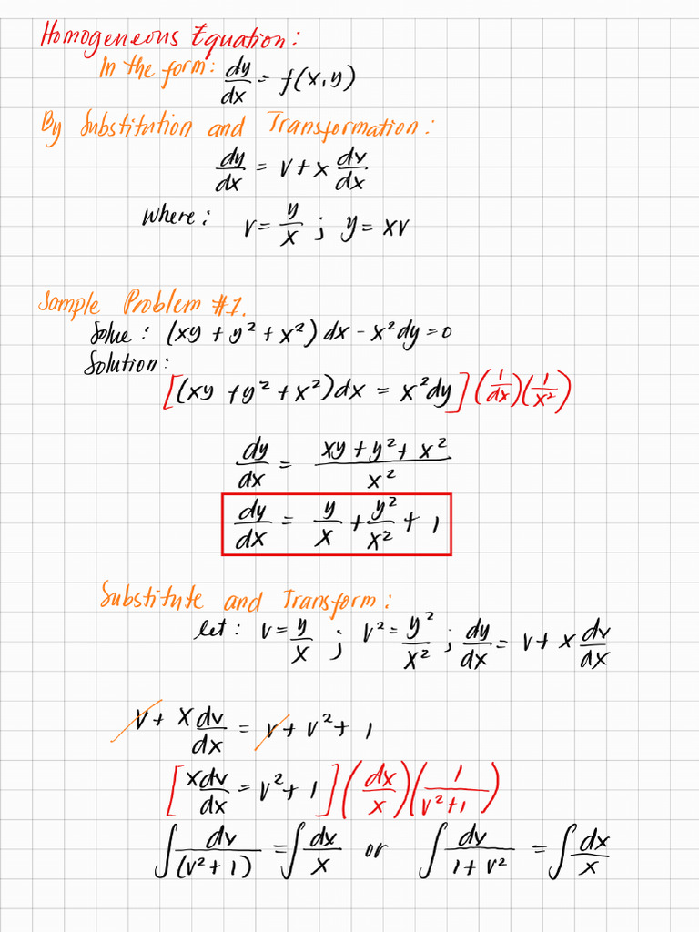 Homogeneous Equations 1 | PDF